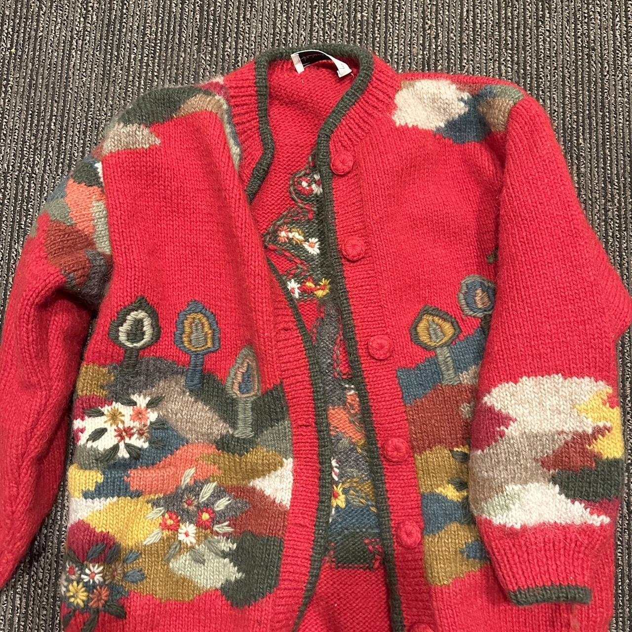 vintage italian intricate knit cardigan... - Depop