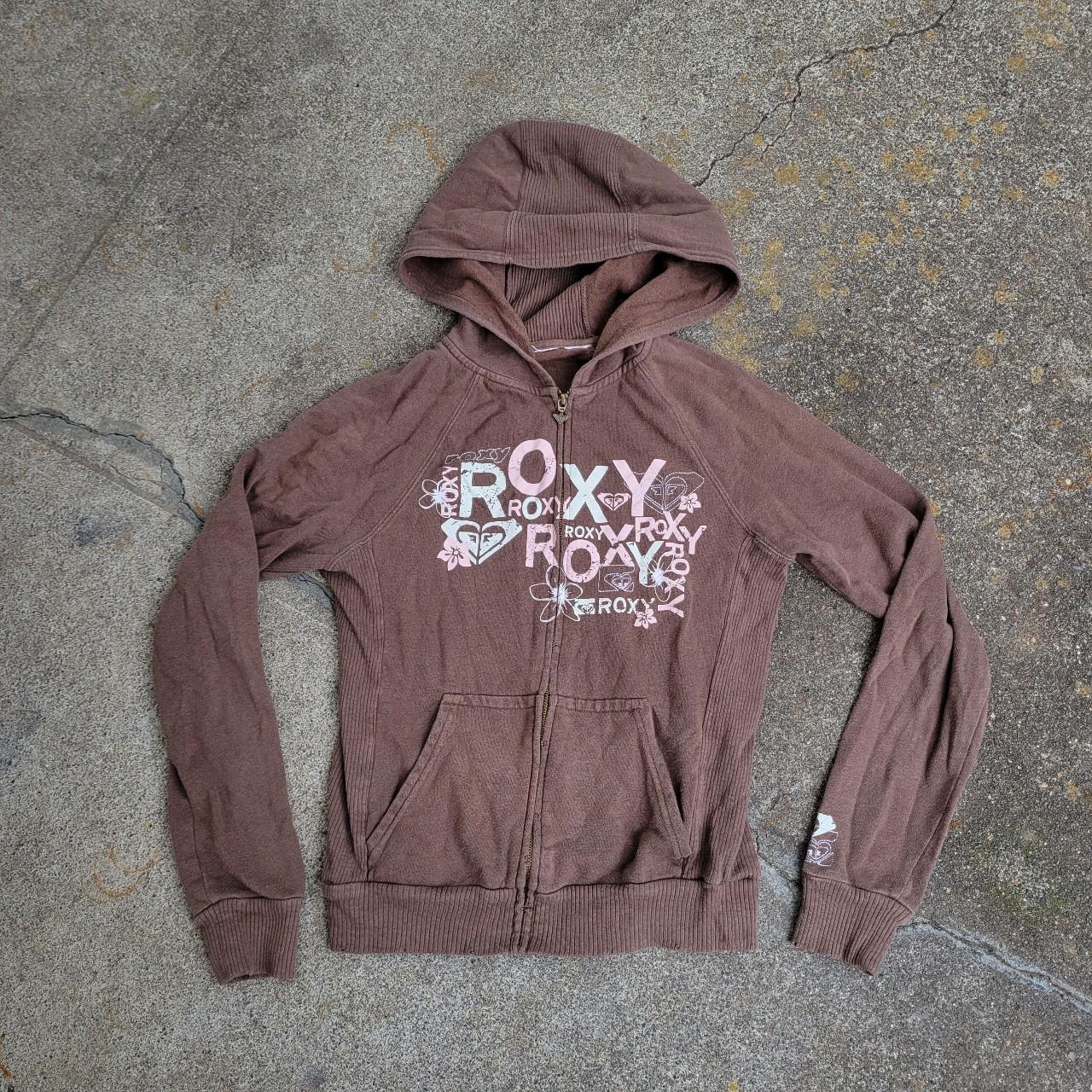 Roxy Women's Brown and Pink Hoodie | Depop
