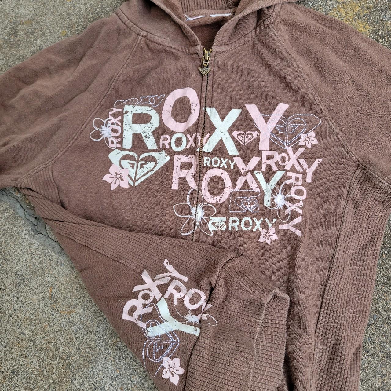 Roxy Women's Brown and Pink Hoodie | Depop