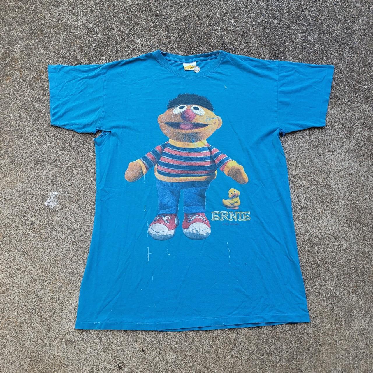 vtg 90s SESAME STREET Ernie toy plush graphic print... - Depop