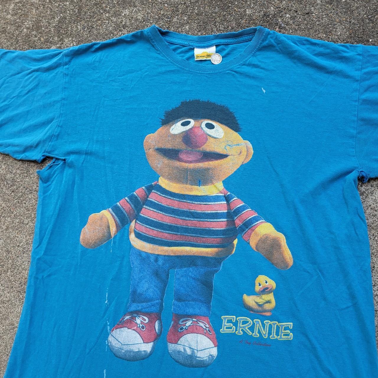 vtg 90s SESAME STREET Ernie toy plush graphic print... - Depop