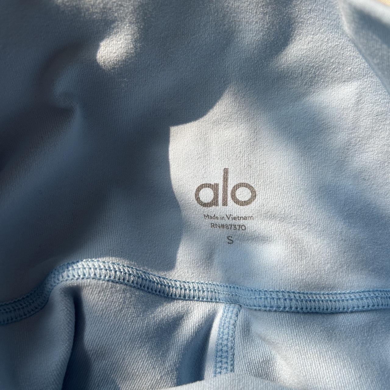 alo blue biker shorts. worn once. size small. - Depop