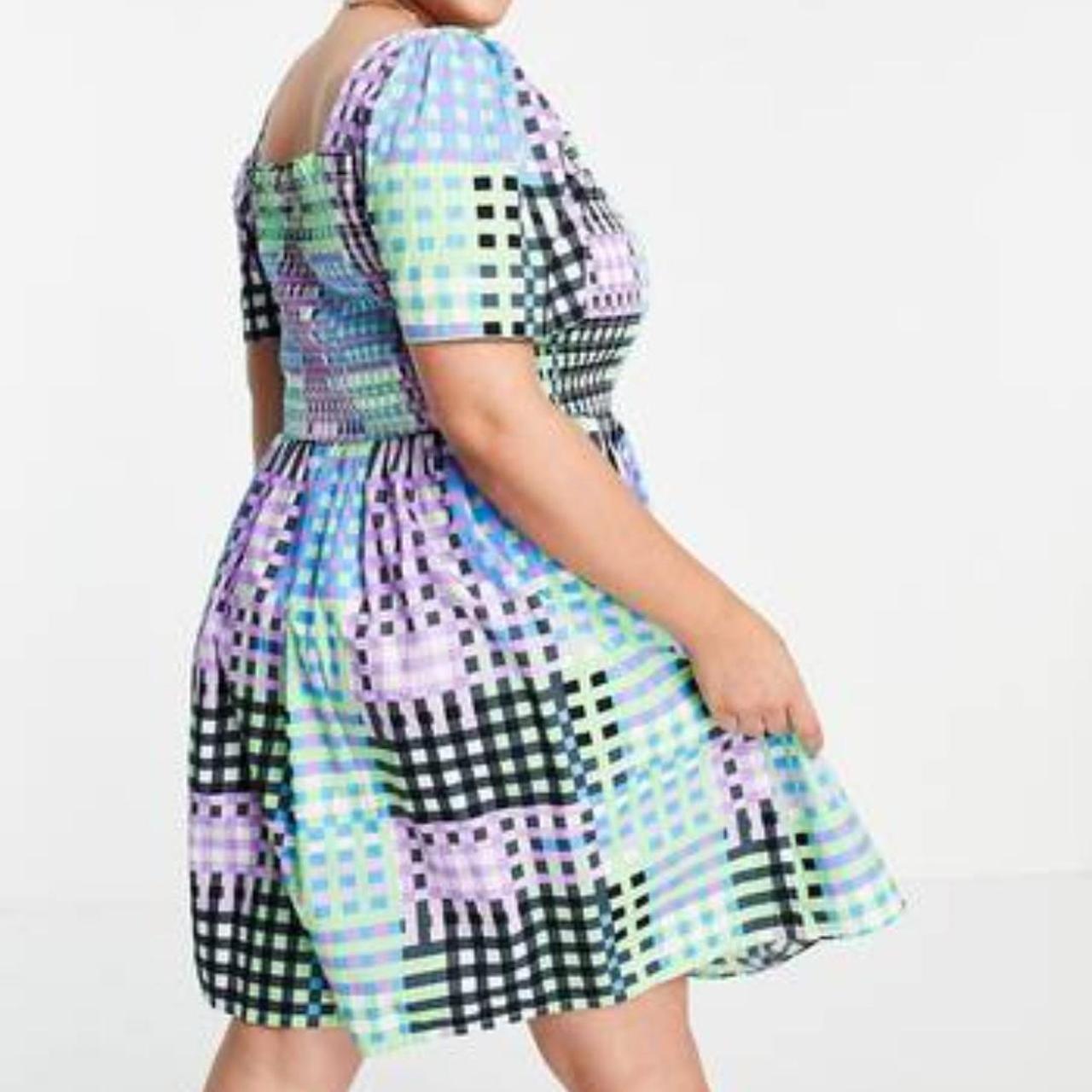 ASOS Collision dress Purple , green, black check... | Depop