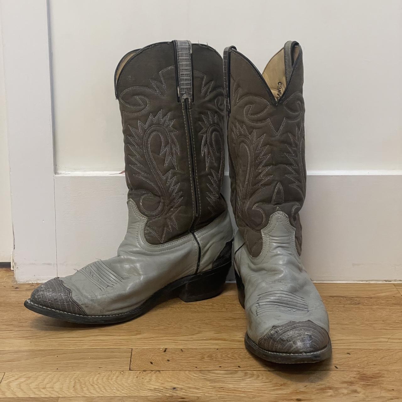 Women's Green and Grey Boots | Depop