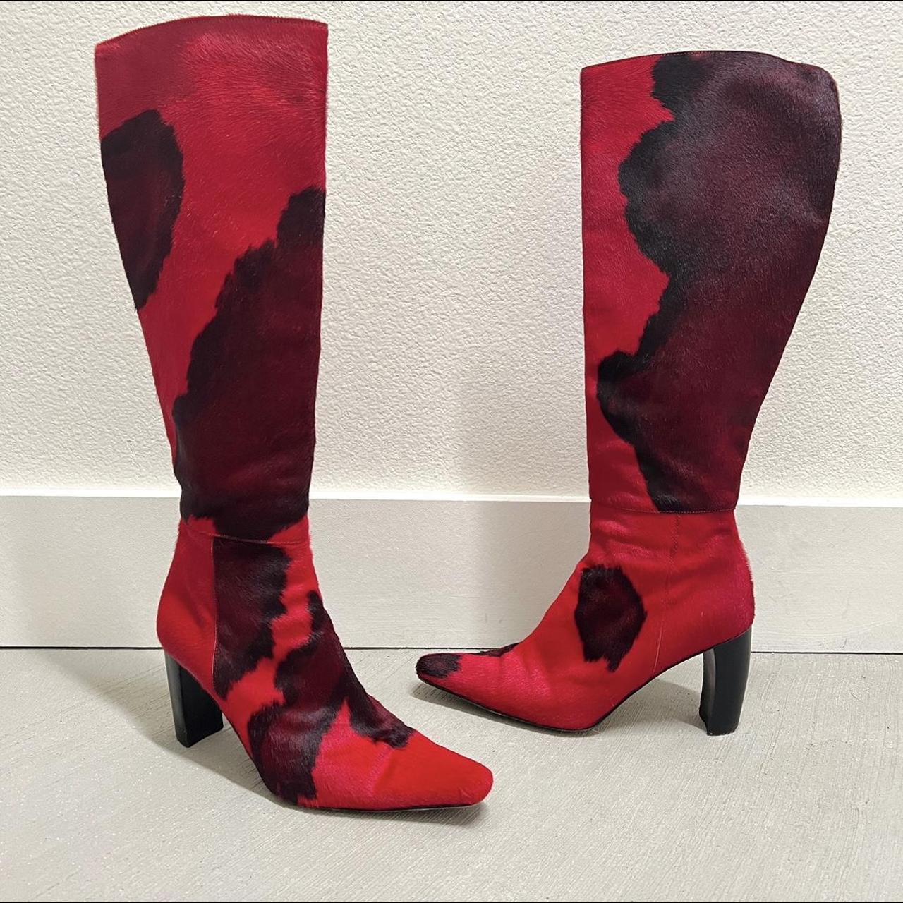 Women's Red and Black Boots | Depop