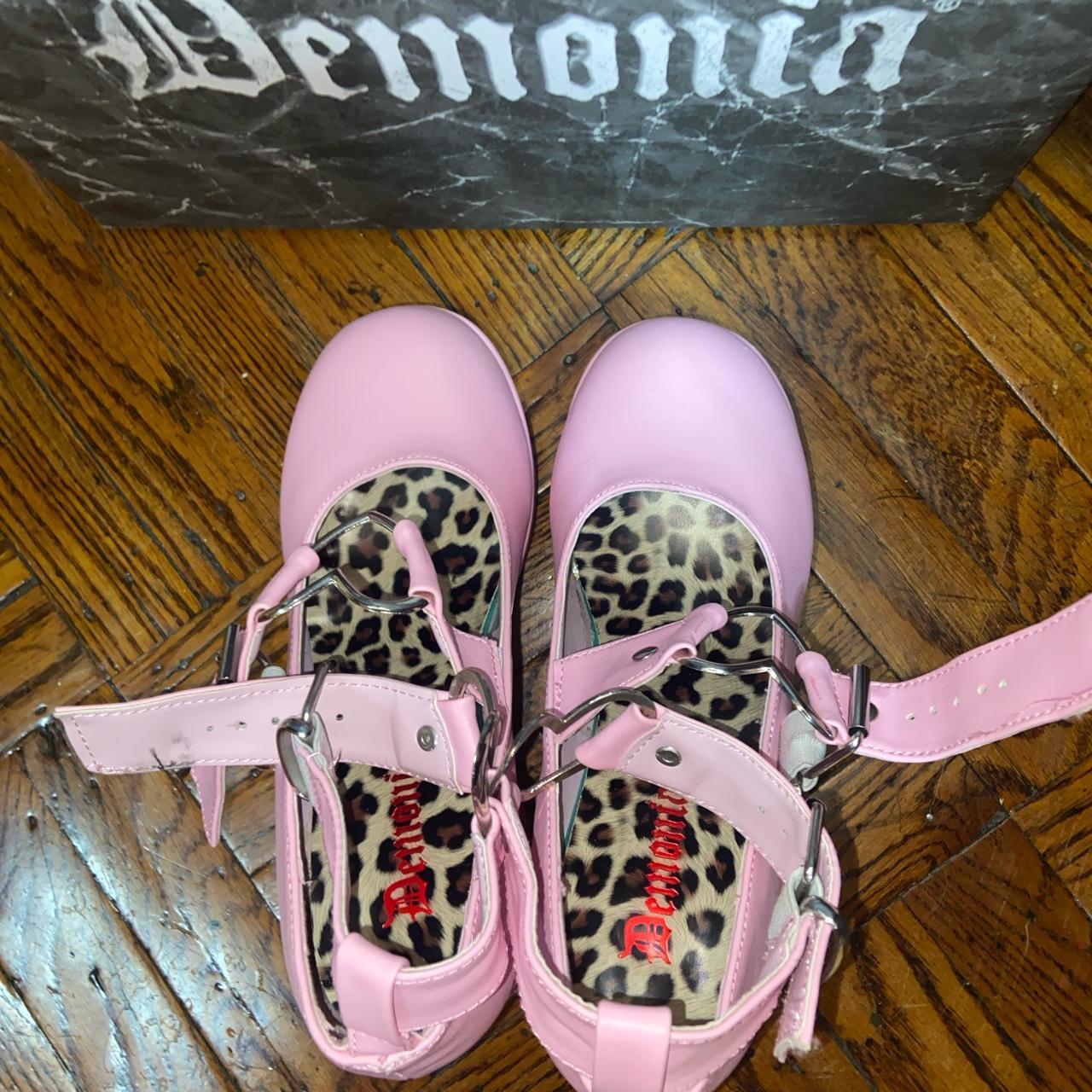Baby pink demonia heels - worn once - tiny scratch... - Depop