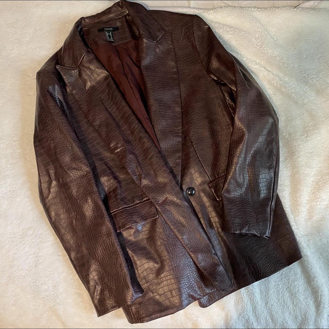 Forever 21 Faux Alligator-Skin Blazer - Depop