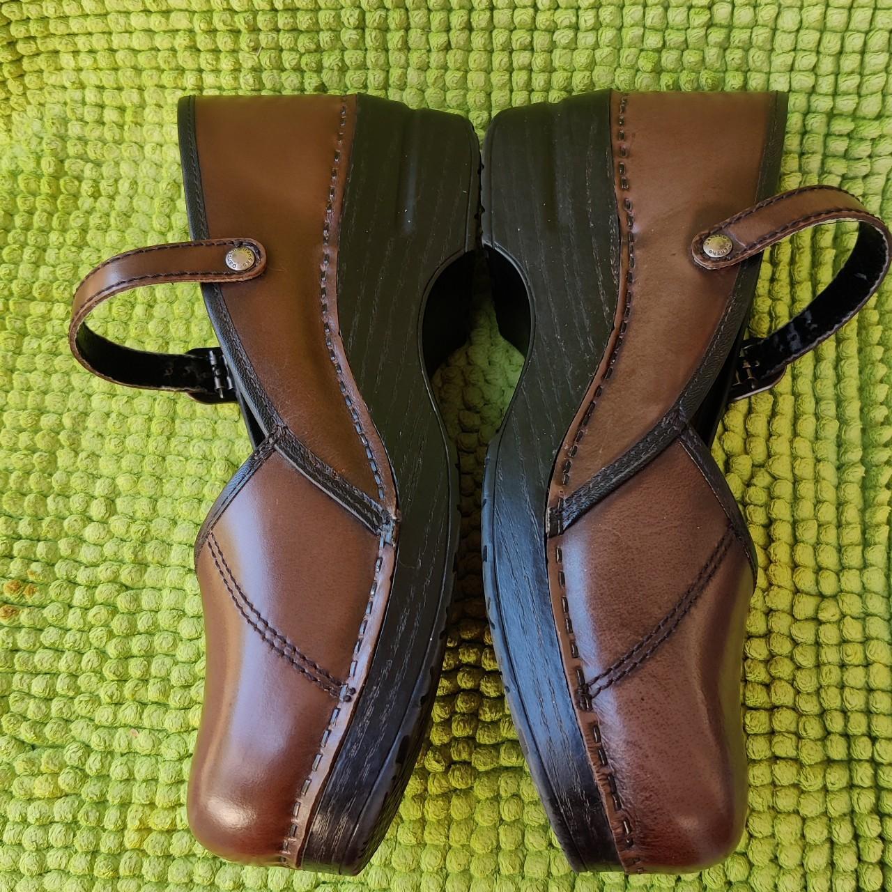 Brown leather CHUNKY DANSKO CLOGS are in VERY GOOD... - Depop