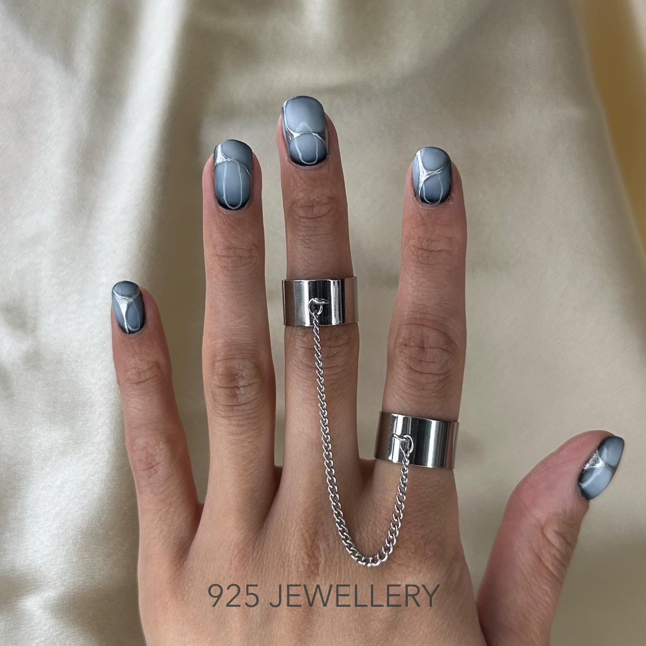 Set of two finger rings connected which chain link,... - Depop