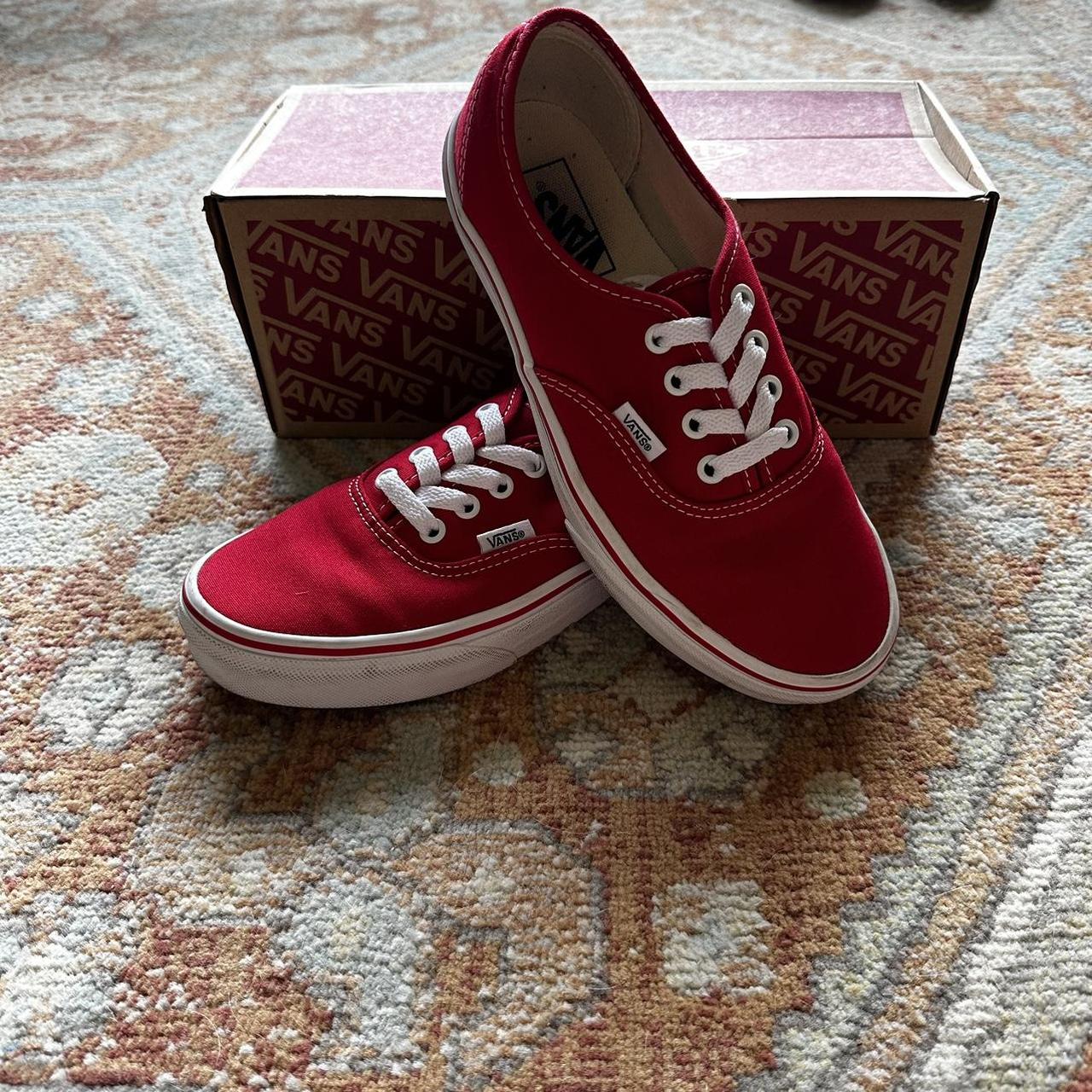 VANS red authentics Only worn once M6/W7.5 - Depop