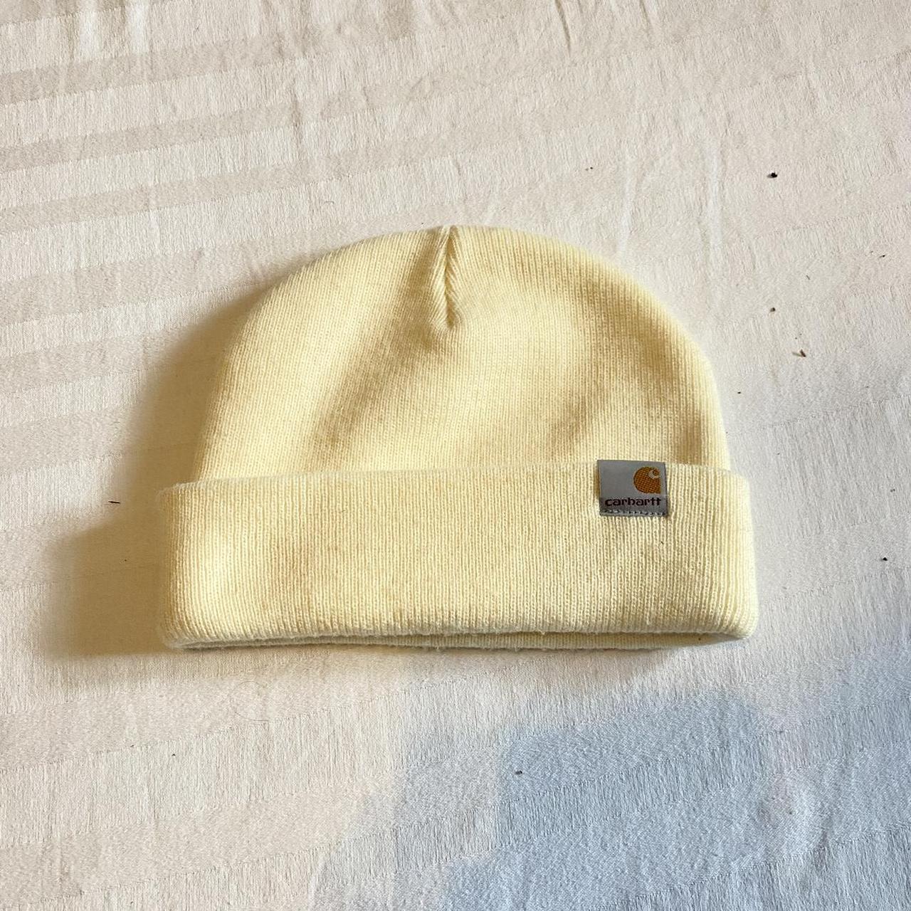 Cream carhartt fisherman beanie - Depop