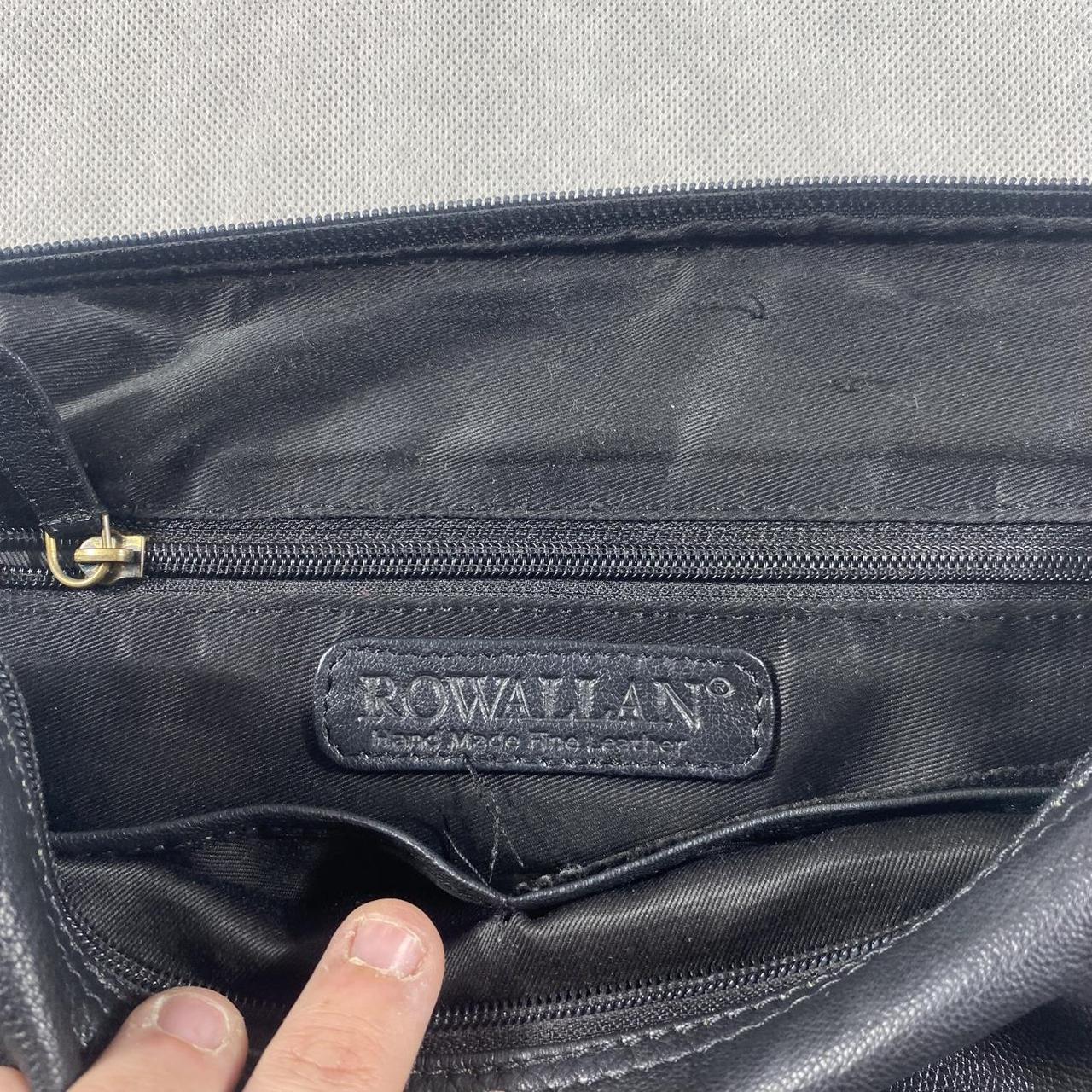 Vintage rowallan black leather strap shoulder bag - Depop