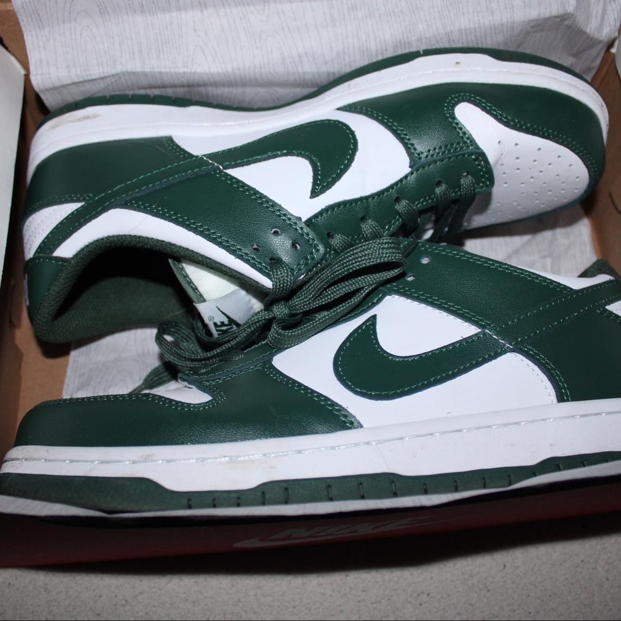 Nike dunks low green and white worn a few times not... - Depop