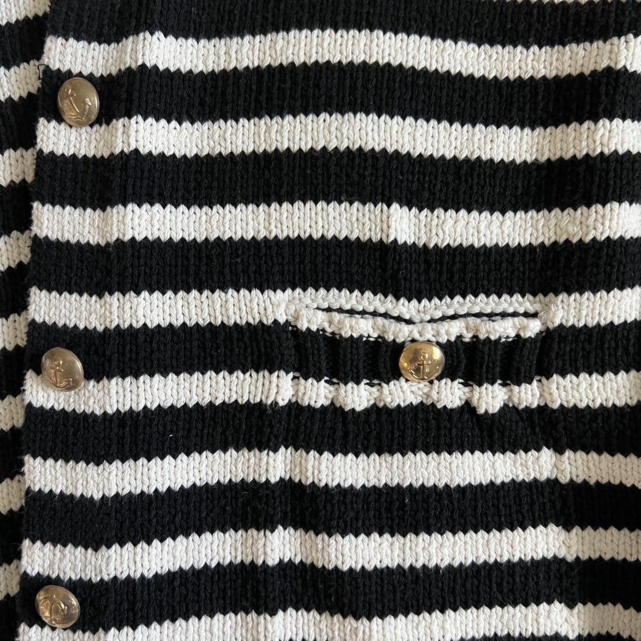 Black and white striped cardigan with gold buttons... | Depop