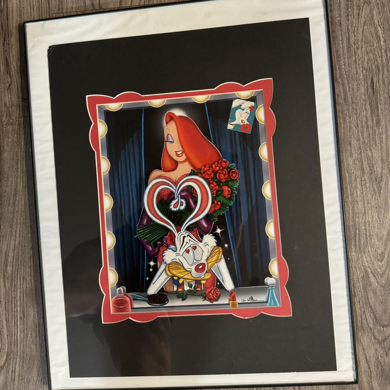 Roger and Jessica rabbit framed artwork 16”x20”... - Depop