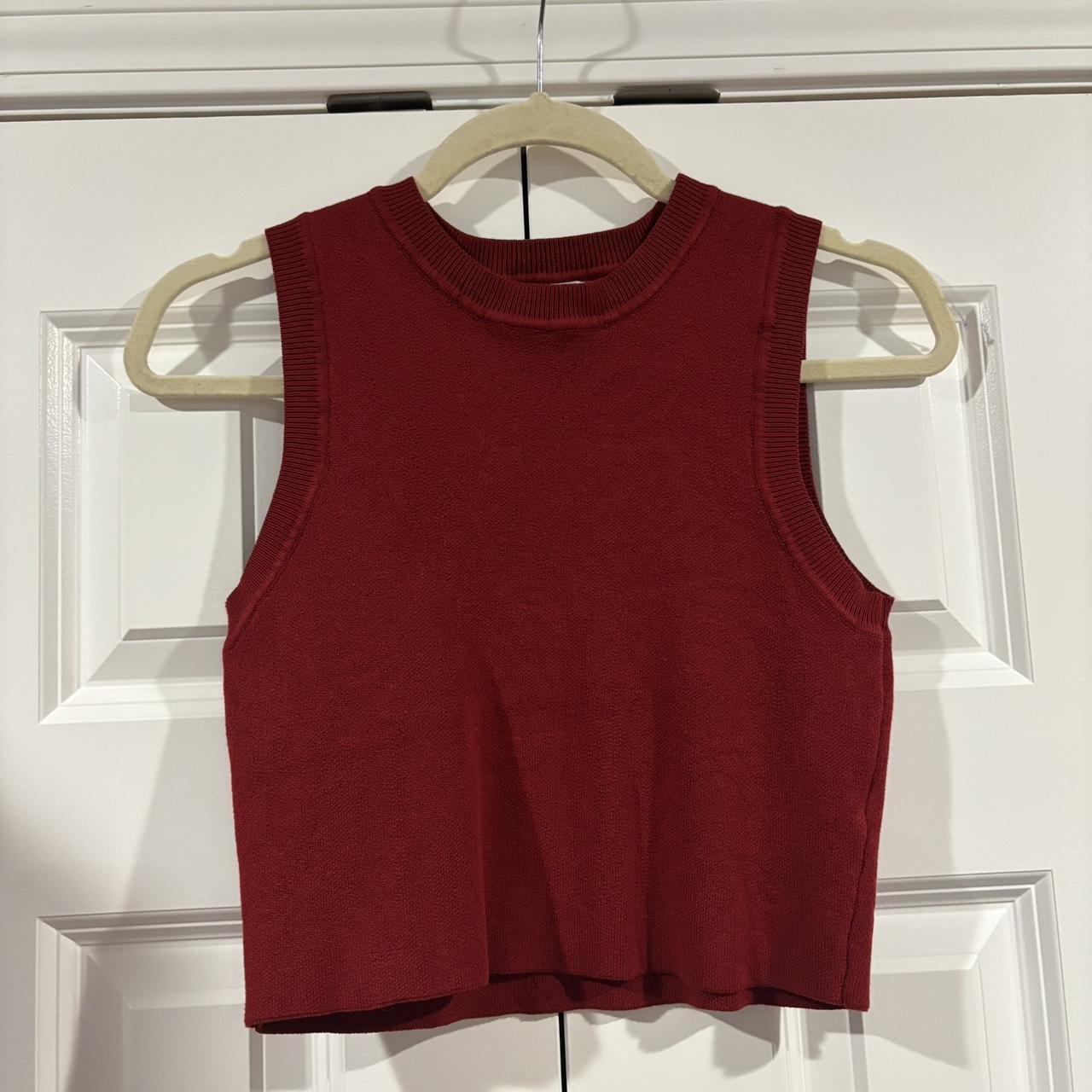 Garage dark red crop tank top. never worn, was a bit... | Depop
