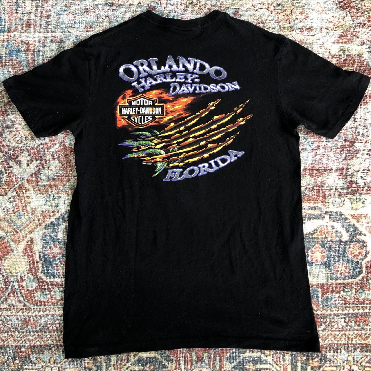 Harley Davidson Men's Black and Orange T-shirt | Depop