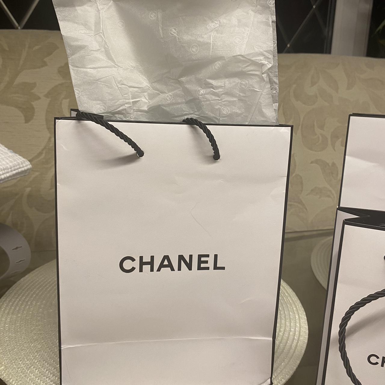 Medium Chanel bag with Chanel tissue paper. - Depop