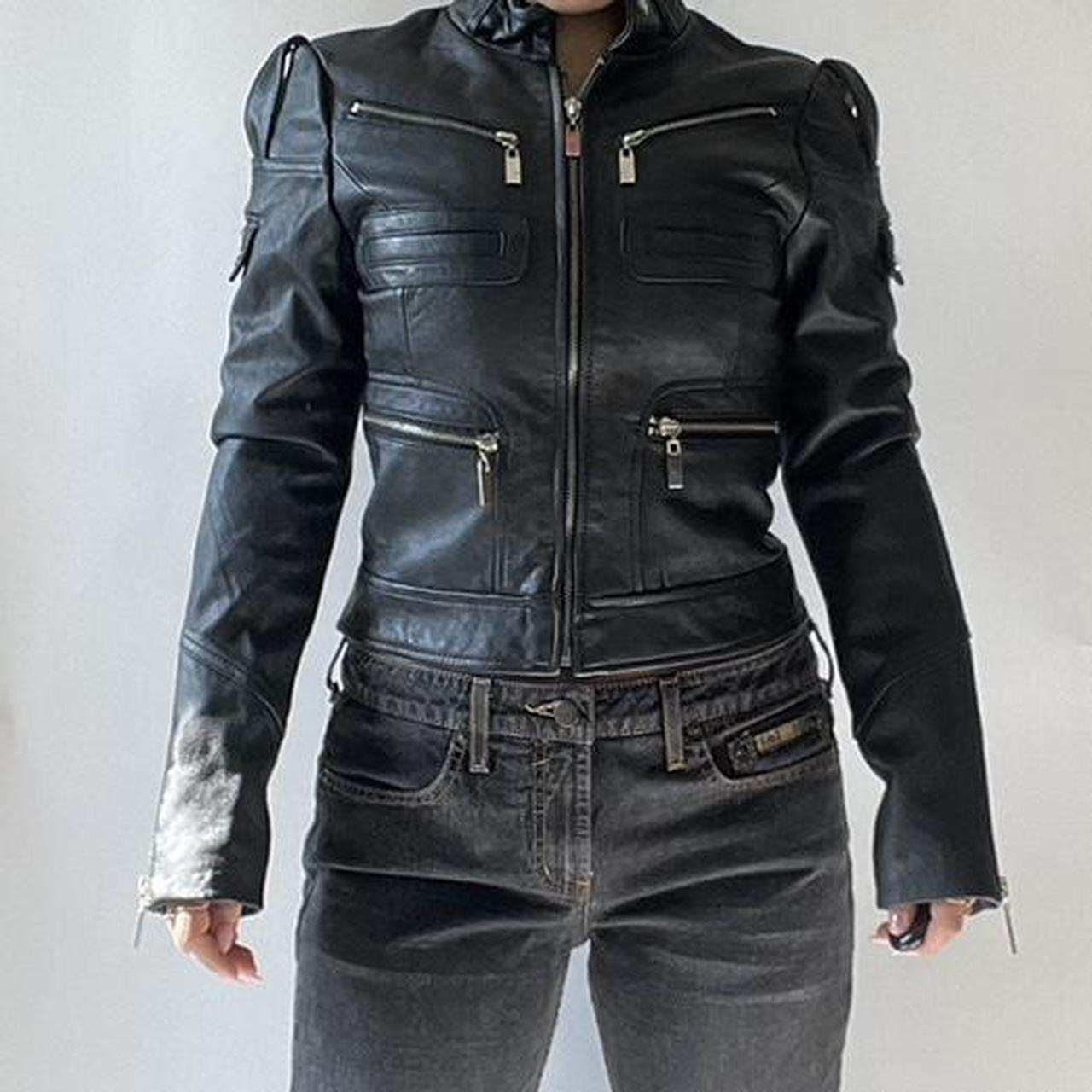 Vintage BeBe Leather Jacket Size small but fits... - Depop