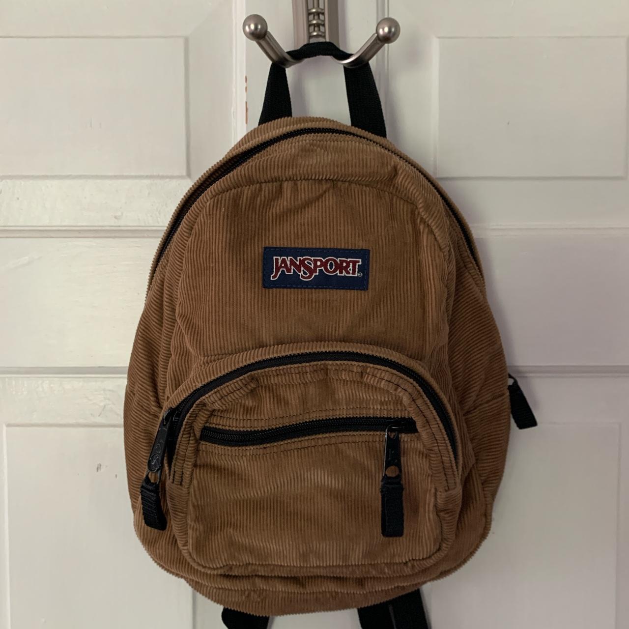 vintage jansport corduroy MINI backpack tan/brown in... | Depop