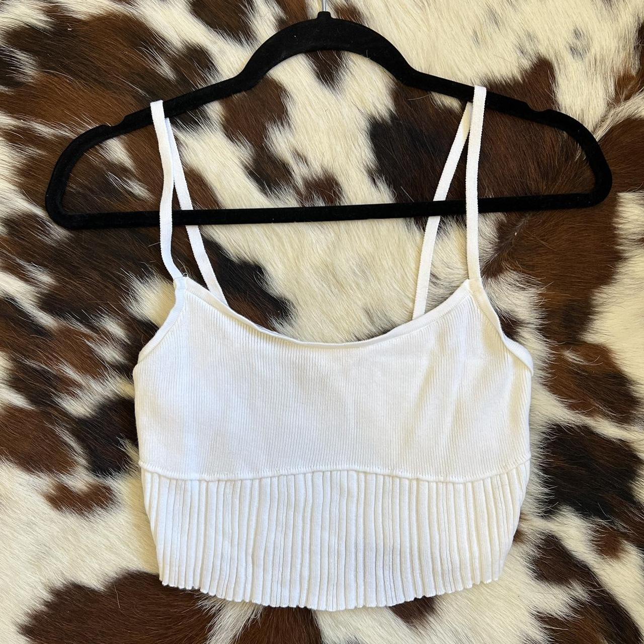 White LA hearts knit tank top - Depop