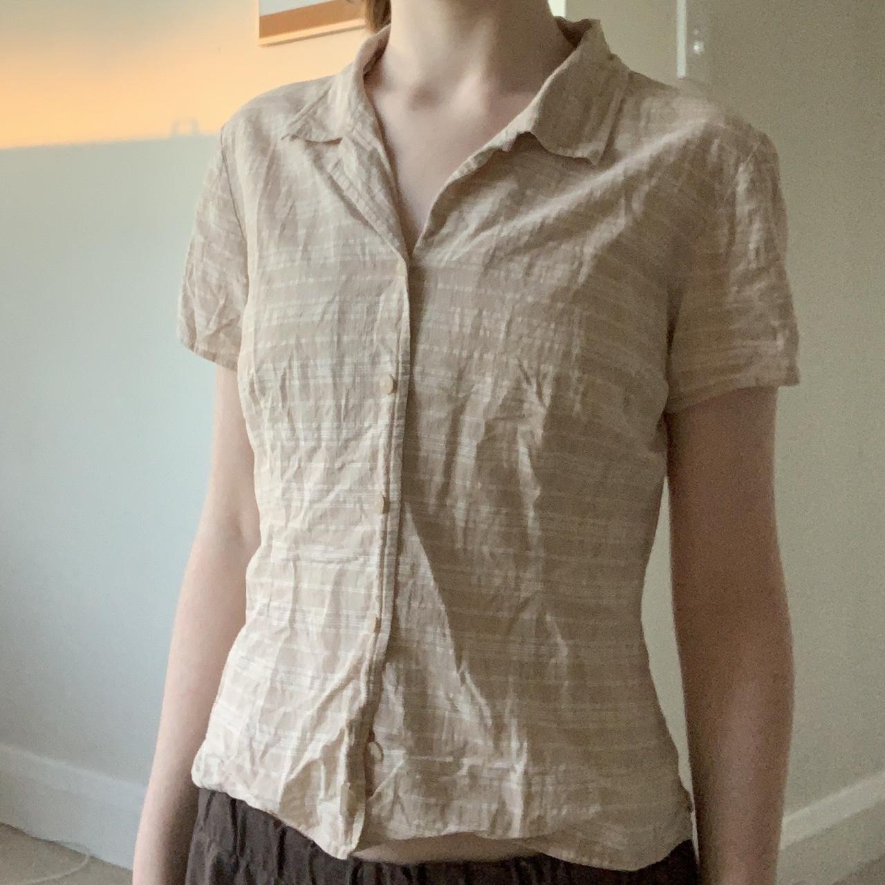 colorado beige button up top -light beige/tan... - Depop