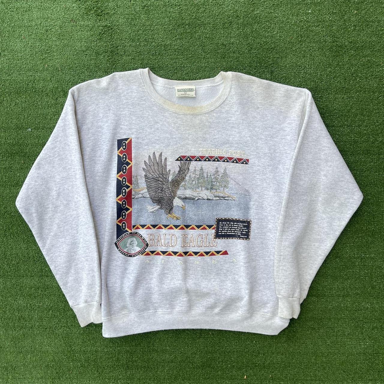 Vintage Bald Eagle Alaska Trading Post Crewneck... - Depop