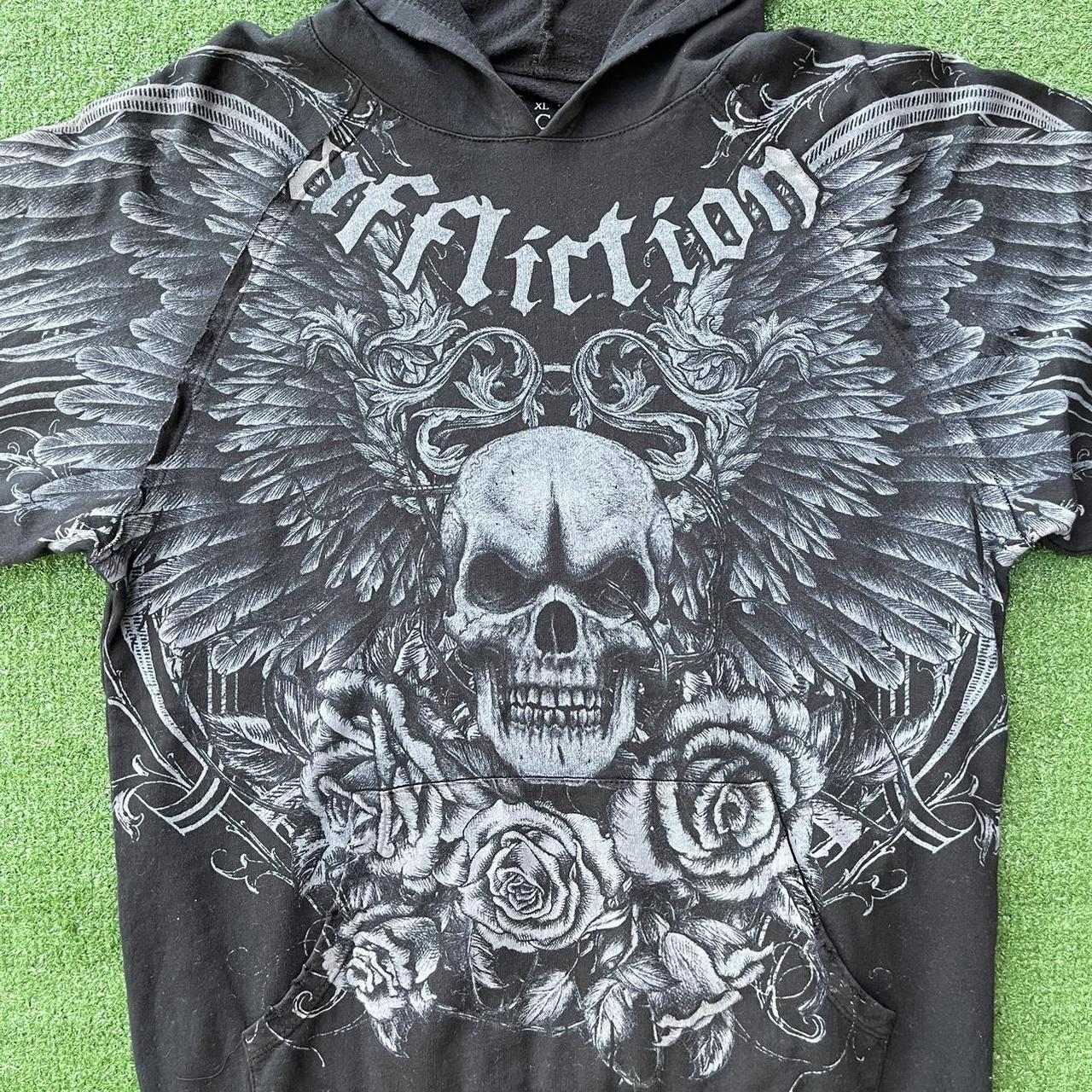 Crazy Affliction Hoodie Men’s Size Small Black Cyber... - Depop