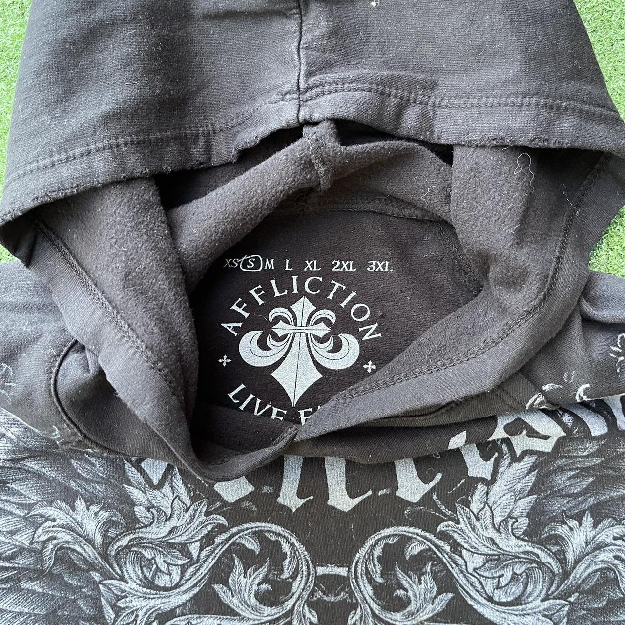 Crazy Affliction Hoodie Men’s Size Small Black Cyber... - Depop