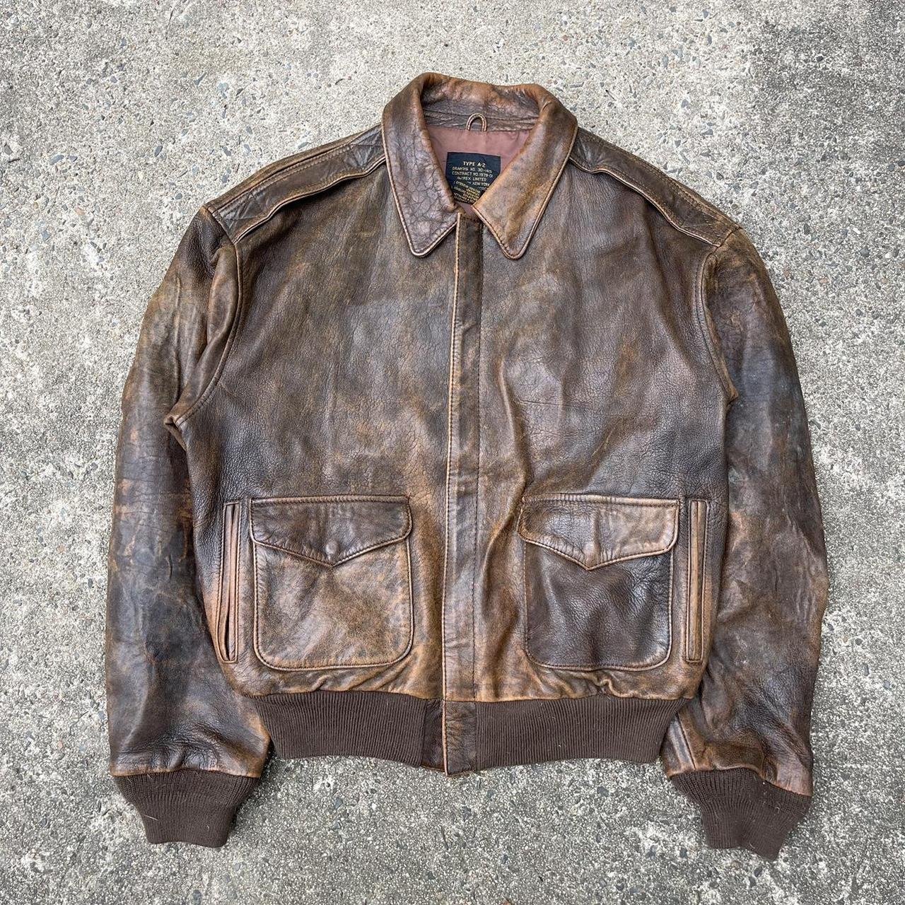Vintage 80s Avirex A2 Military Leather Flight Jacket... - Depop
