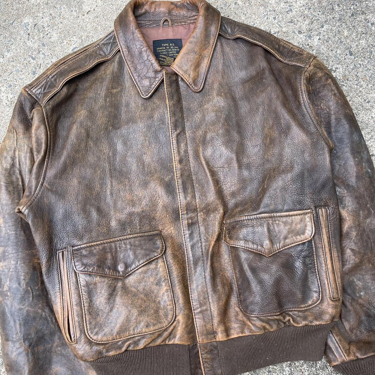 Vintage 80s Avirex A2 Military Leather Flight Jacket... - Depop
