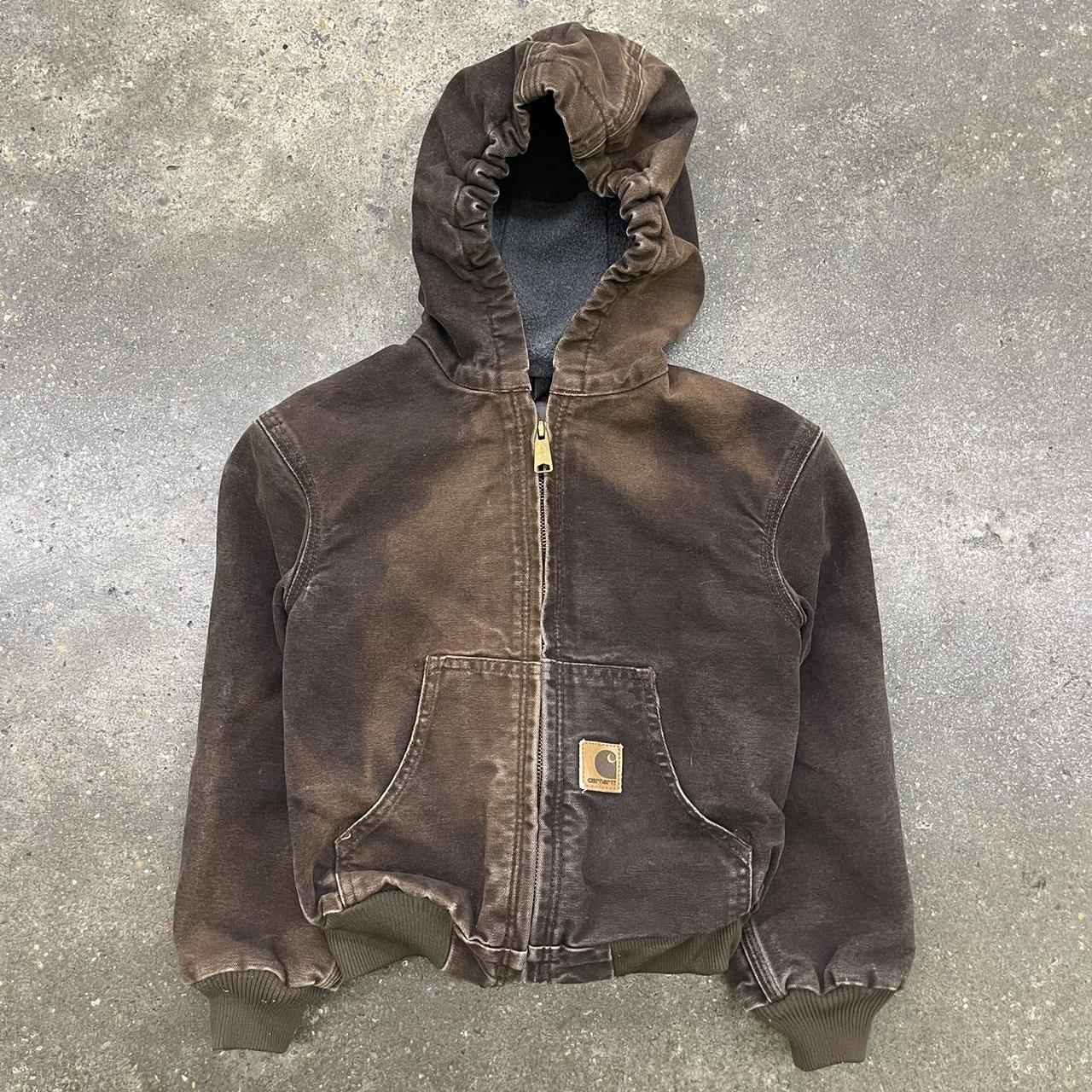 Vintage Chocolate Mocha Dark Brown Carhartt Zip Up... - Depop