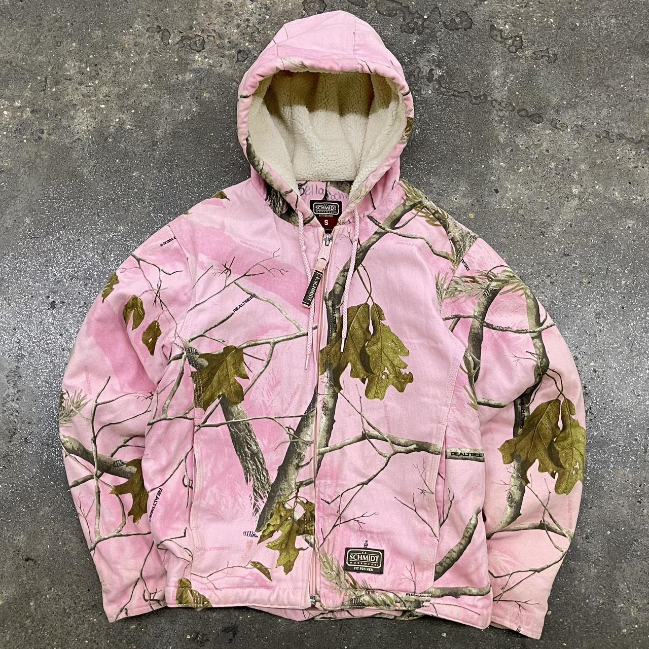 Vintage Pink RealTree Camo Camouflage Zip Up Canvas... - Depop