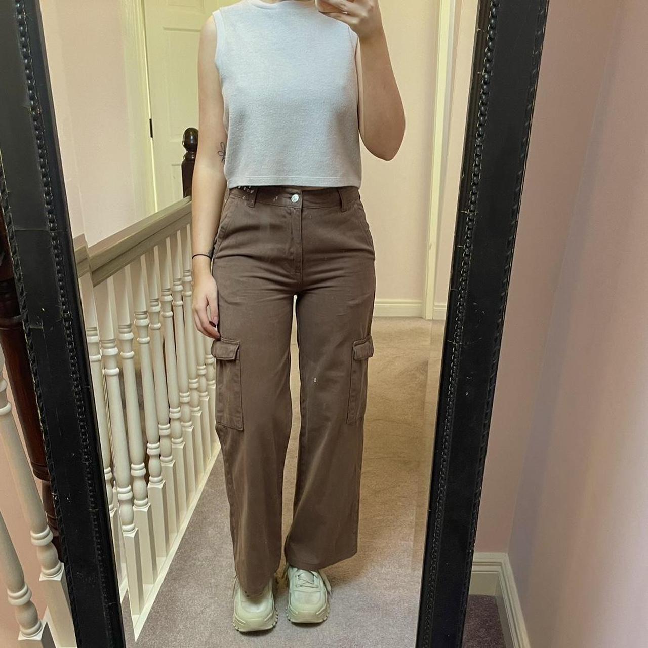 Pull&Bear high waisted straight leg cargo trousers... - Depop Pull&Bear high waisted straight leg cargo trousers... - Depop
