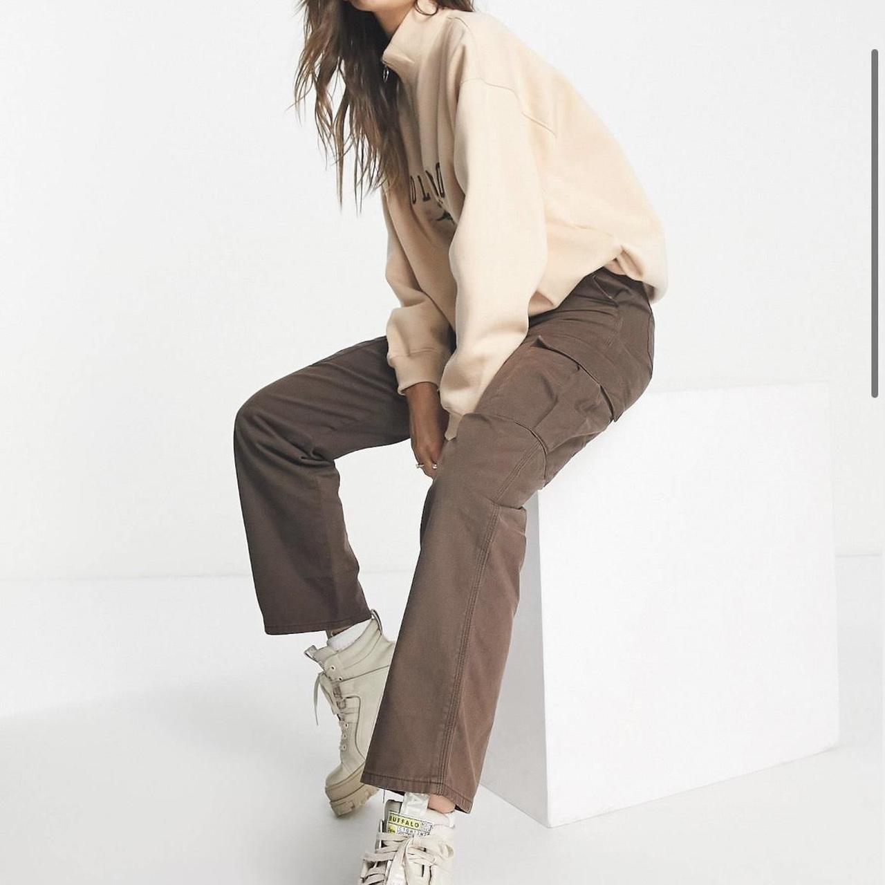 Pull&Bear high waisted straight leg cargo trousers... - Depop Pull&Bear high waisted straight leg cargo trousers... - Depop