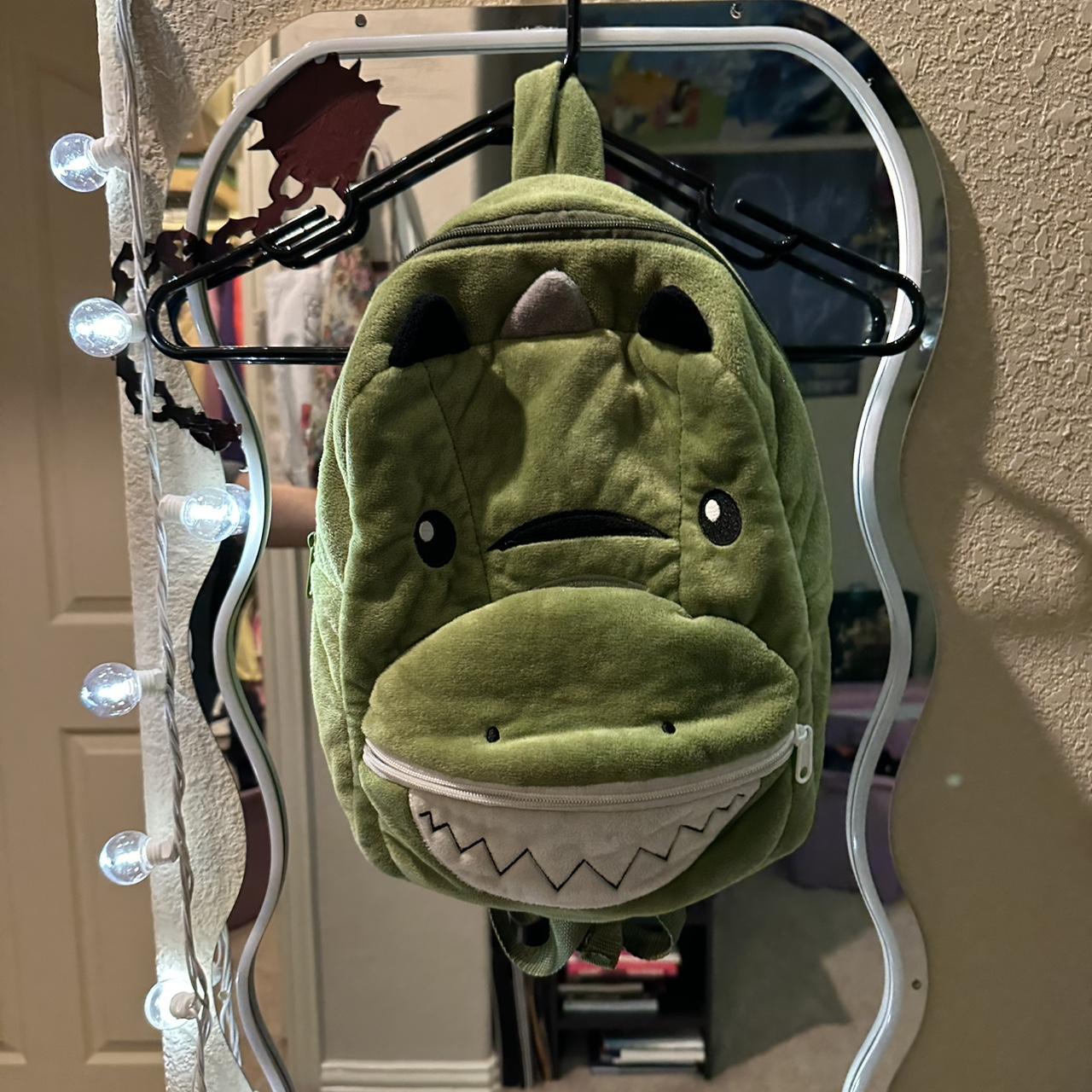 Green velvet dinosaur backpack #kidcore | Depop