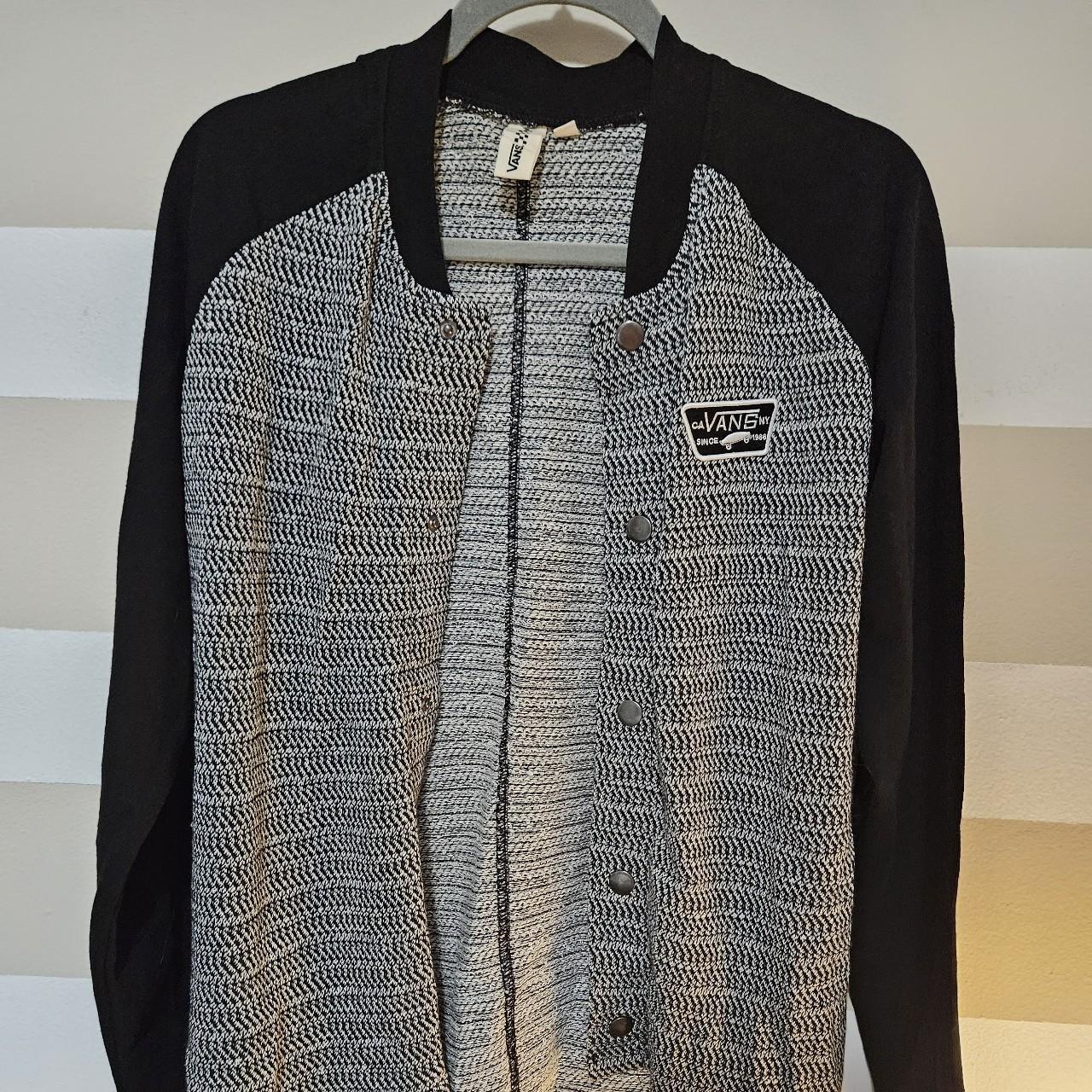 Vans black and white snap button cardigan. This is a... - Depop