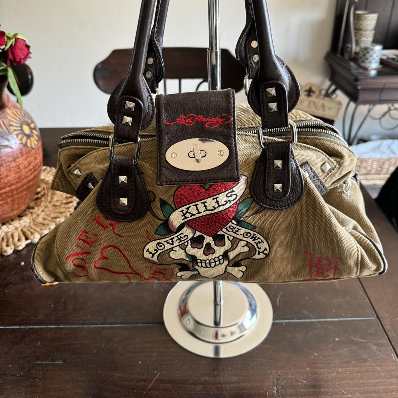 rare vintage ed hardy love kills slowly shoulder... - Depop