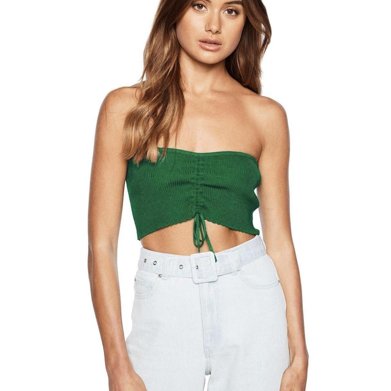 Revolve green strapless adjustable top Ties in front... - Depop