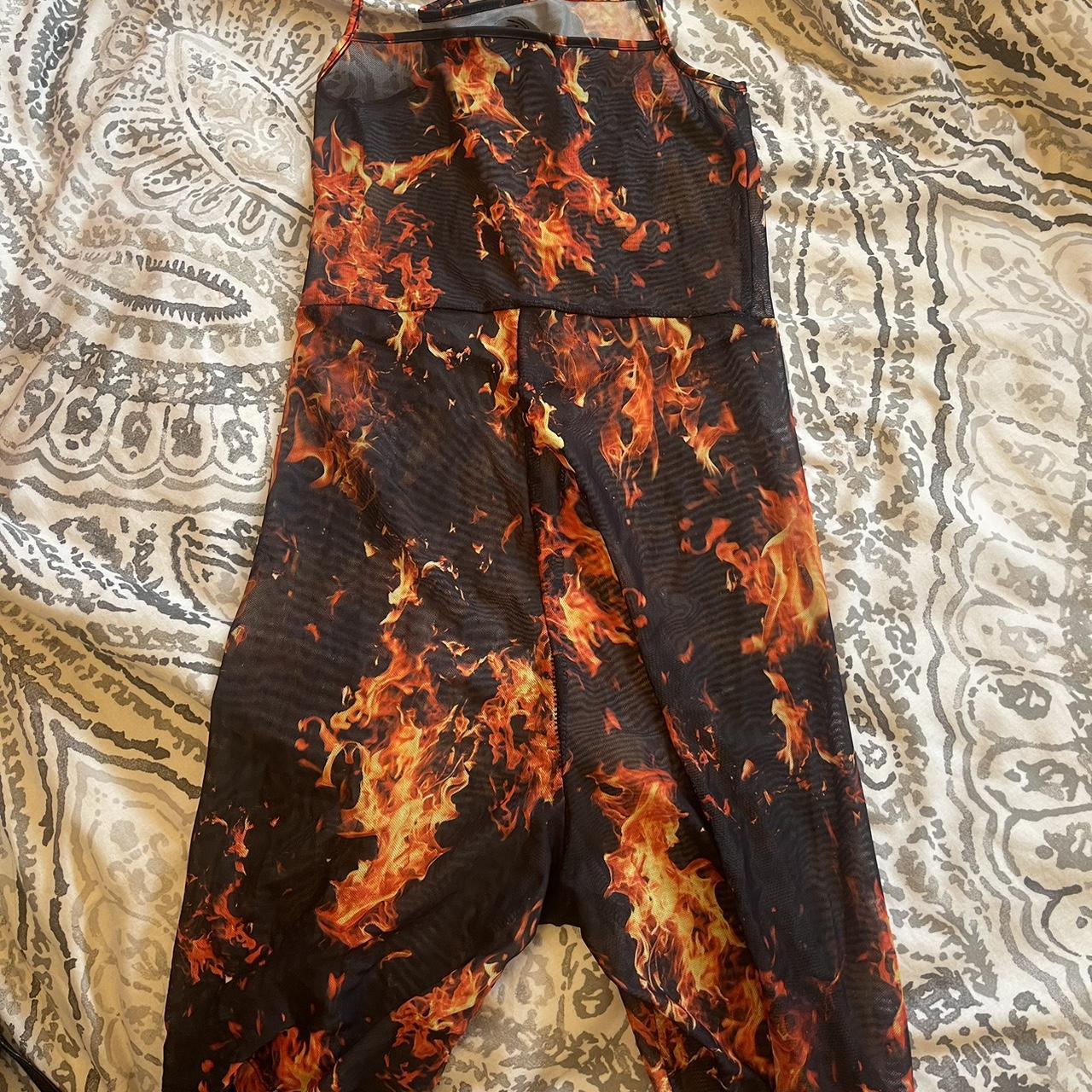 Motel rocks flame unitard Literally only worn once... - Depop