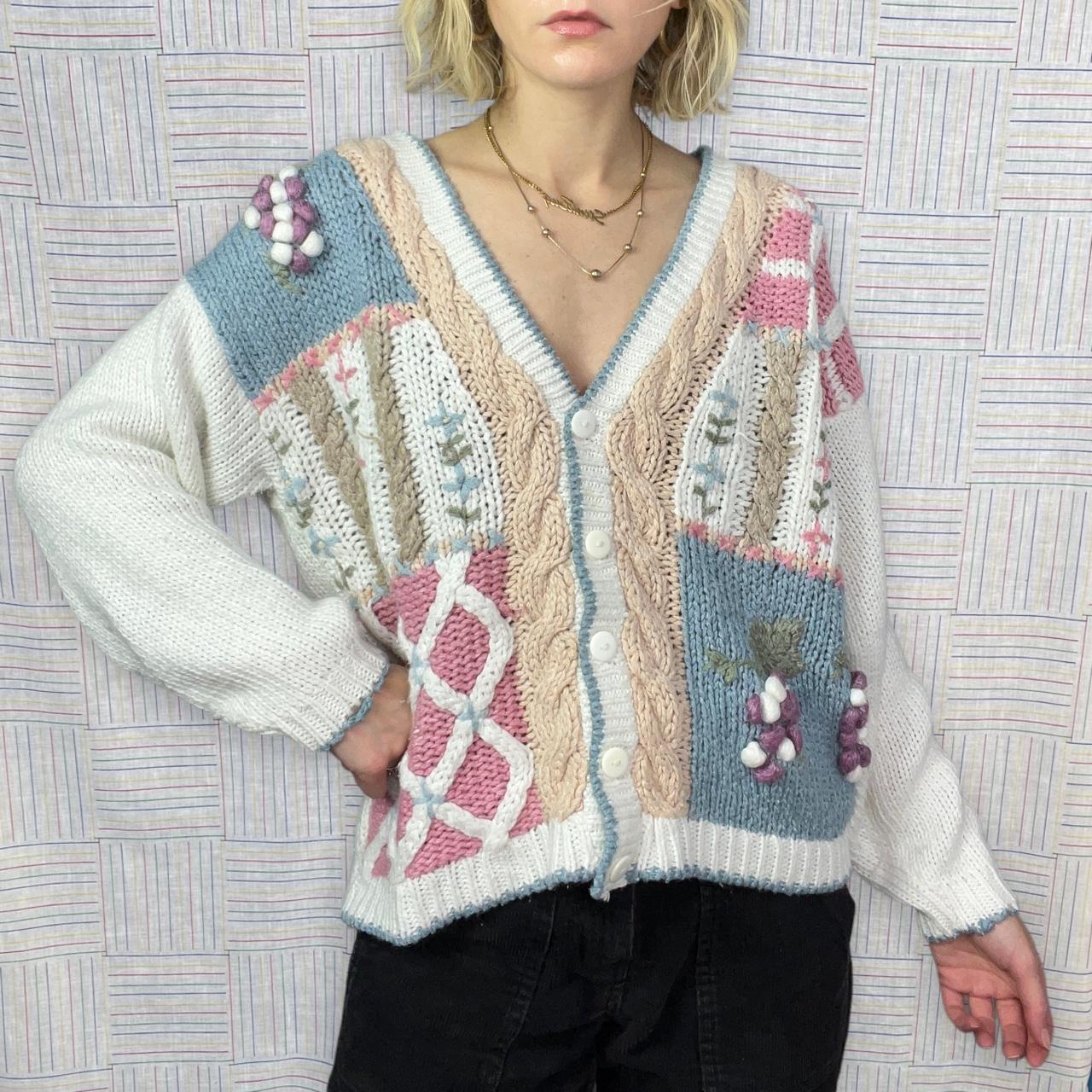 Vintage cottage core cardigan Vintage 90s boxy... - Depop