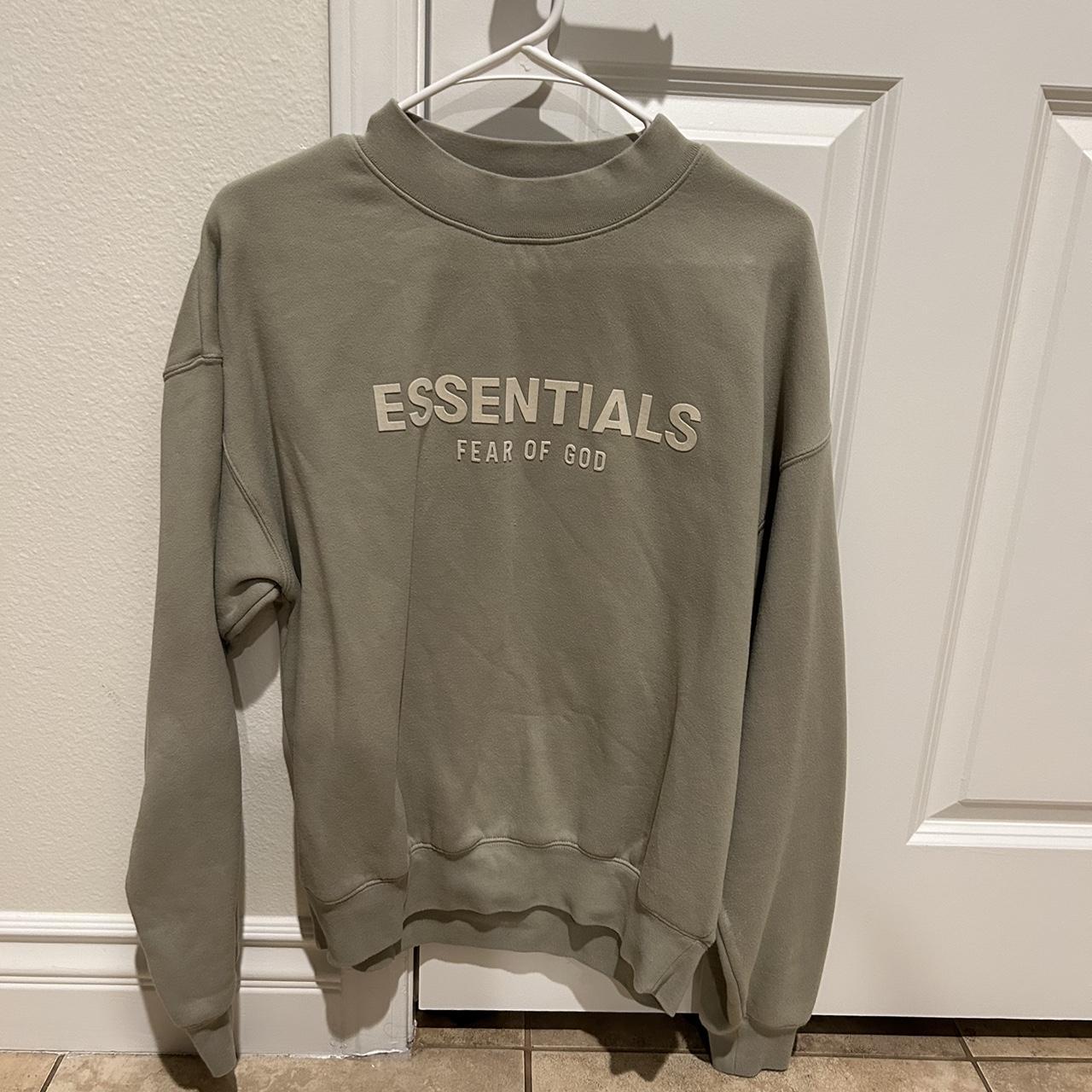Fear of God Essentials Green Crewneck Size 10/L in... - Depop