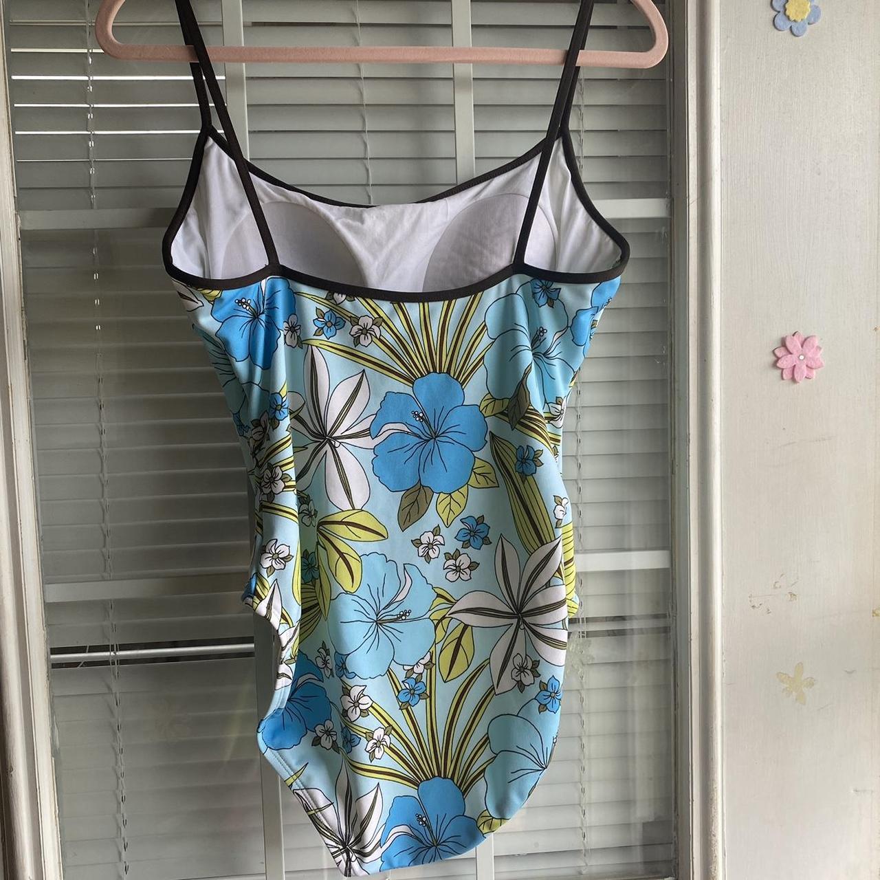Vintage floral coconut girl hibiscus one piece swim... - Depop