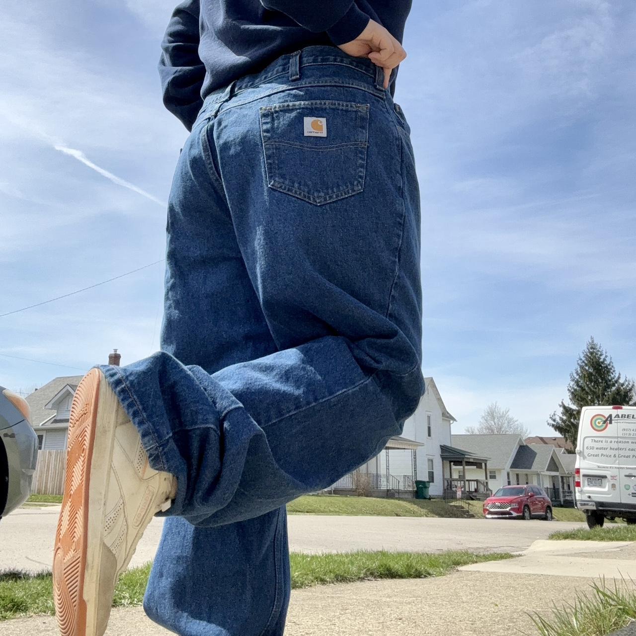 Xl xxl carhartt jeans 42” waist 52” hips 12”... | Depop