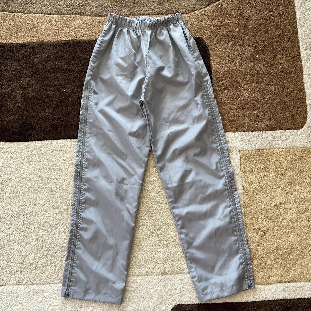 Grey Nylon Zip Pants Size US 4 Perfect condition... - Depop