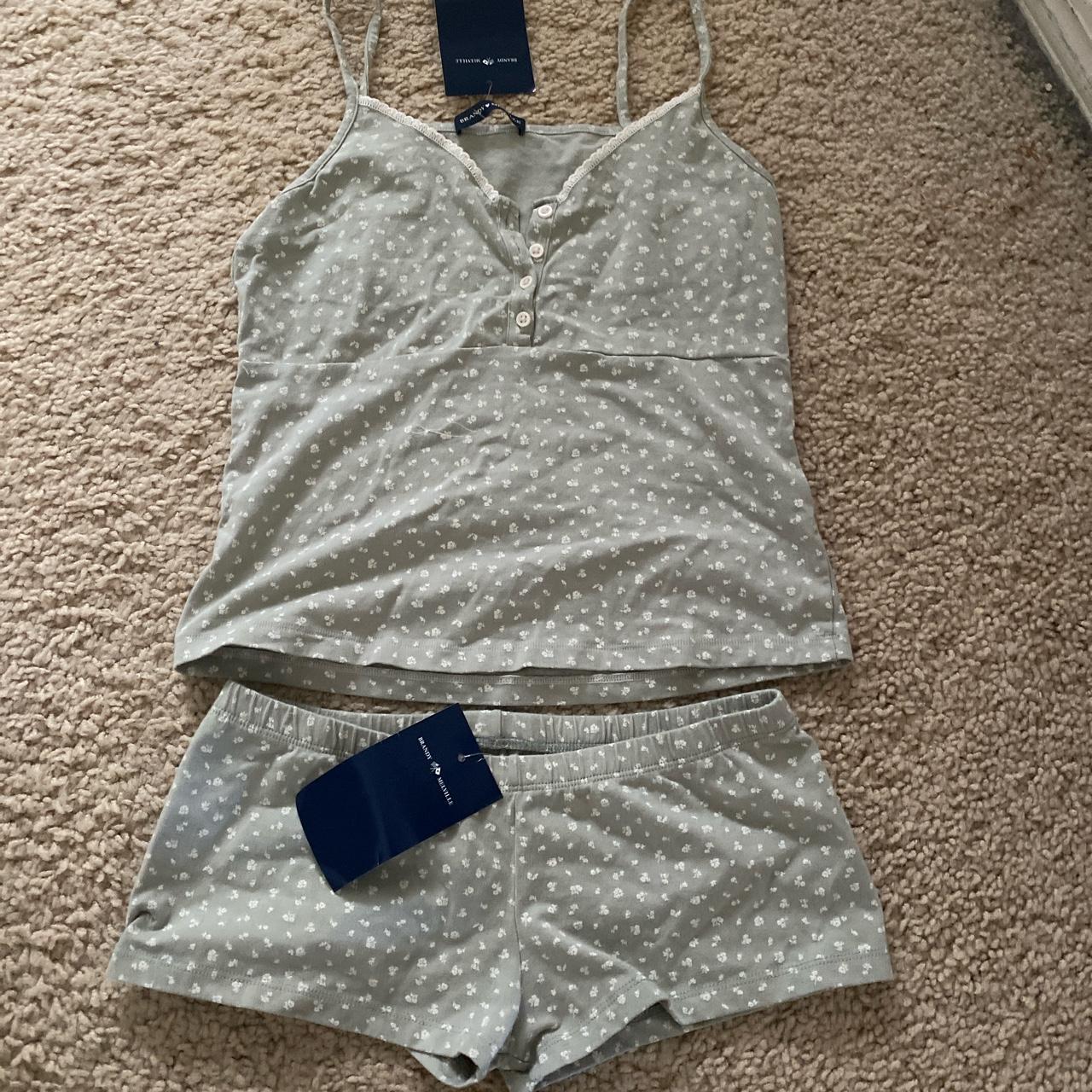 Brandy melville Tiffany floral tank/boxer set - Depop