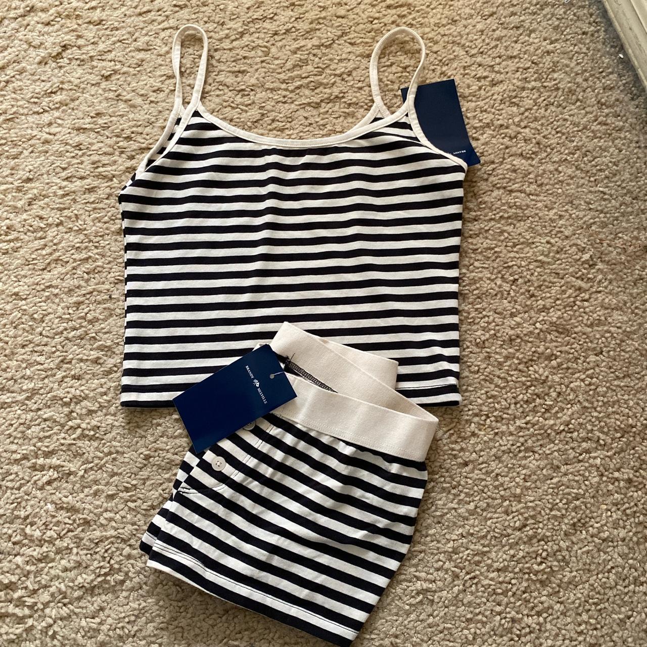Brandy Melville Skylar striped tank/ boy shorts set - Depop