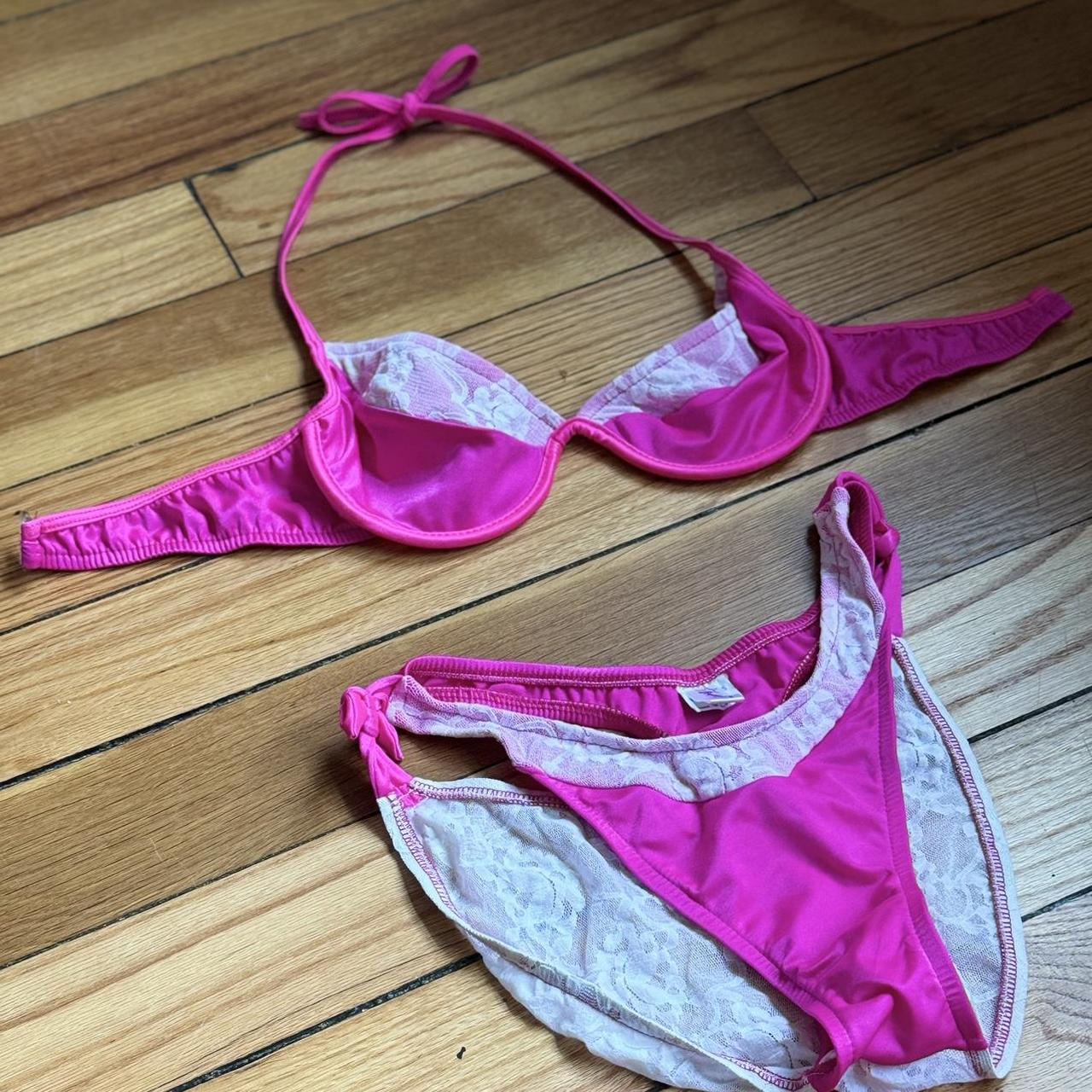 Sweet And Sexy 90s Vintage Pink Bikini Beautiful Lace Depop