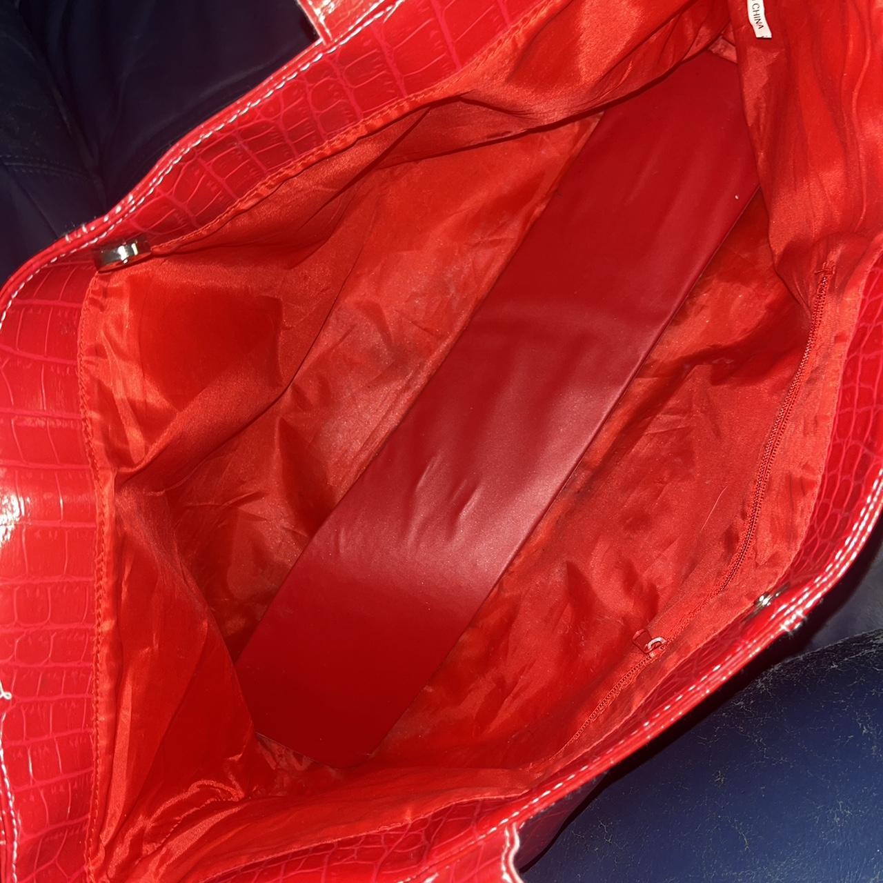 Bright red faux snake skin purse. Very shiny & Eye... - Depop