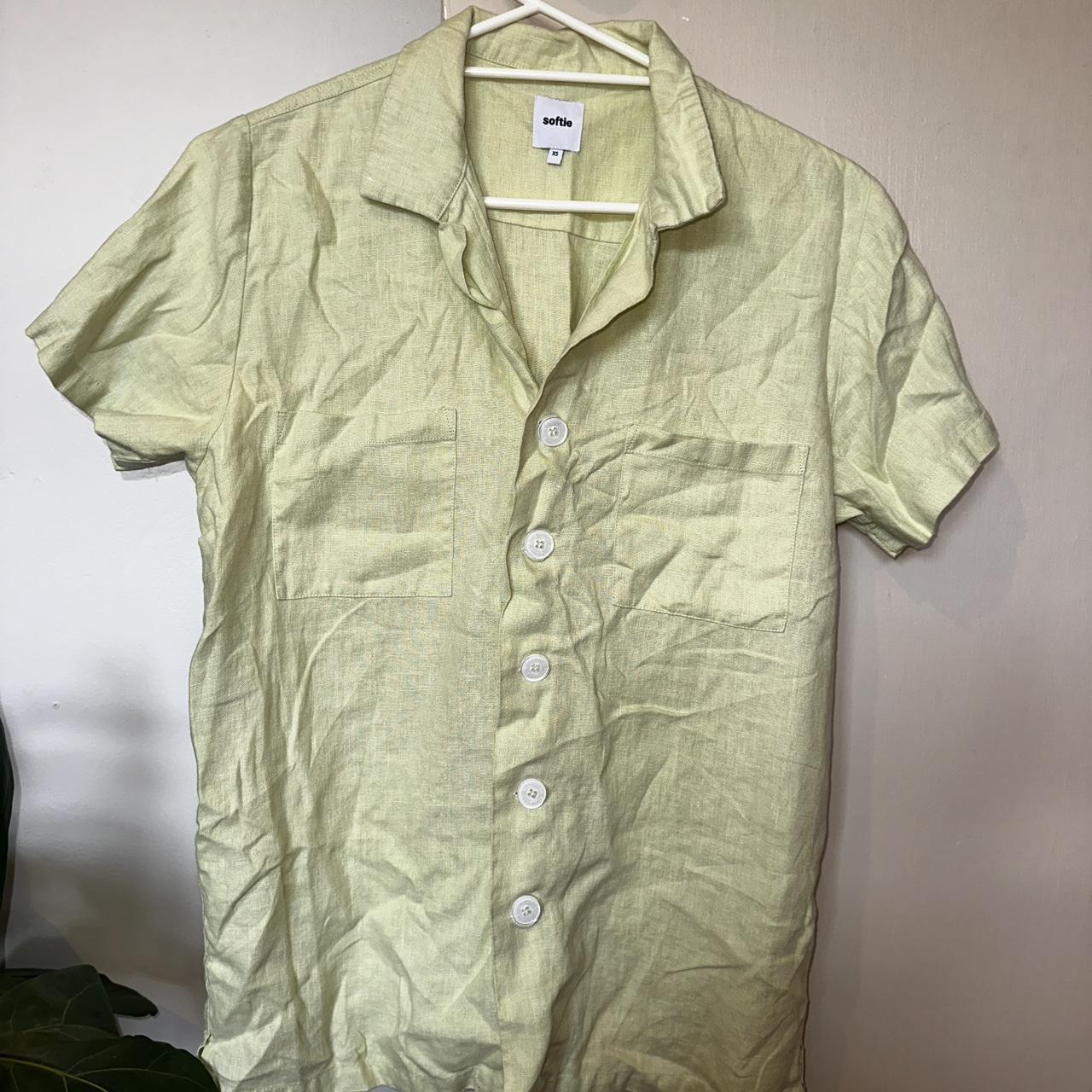 Softie oversized linen button up The cutest pastel... - Depop